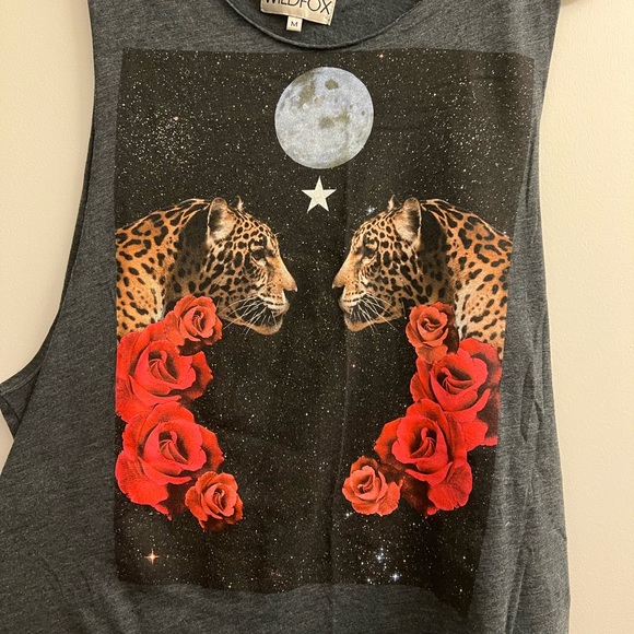 Wildfox | Tops | Wildfox Cheetah Moon Rose Tank Euc | Poshmark